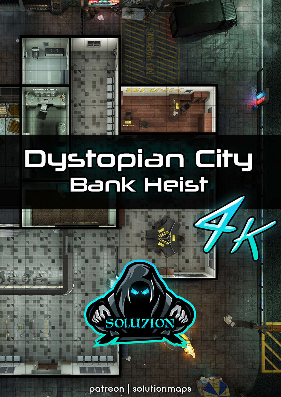 Dystopian City Bank Heist 4k - Cyberpunk Animated Battle Map ...