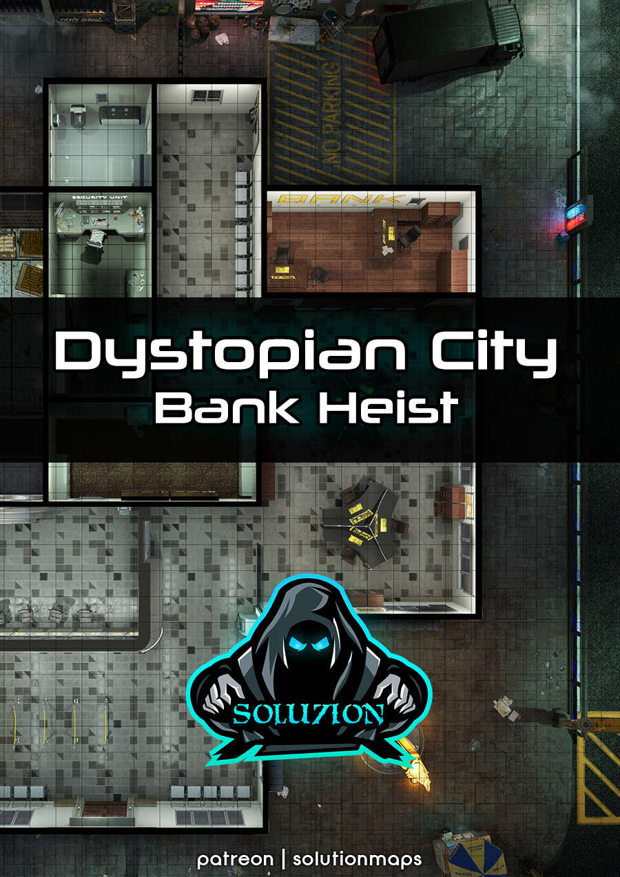 Dystopian City Bank Heist 1080p - Cyberpunk Animated Battle Map ...