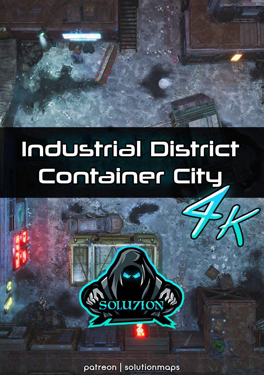Industrial District Container City 4k - Cyberpunk Animated Battle Map ...