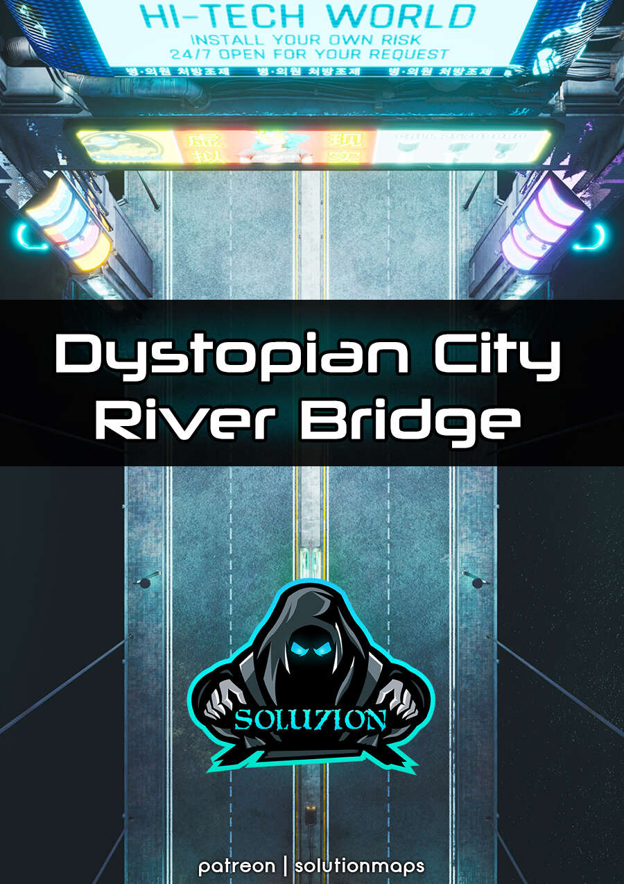 Dystopian City River Bridge 1080p - Cyberpunk Animated Battle Map ...