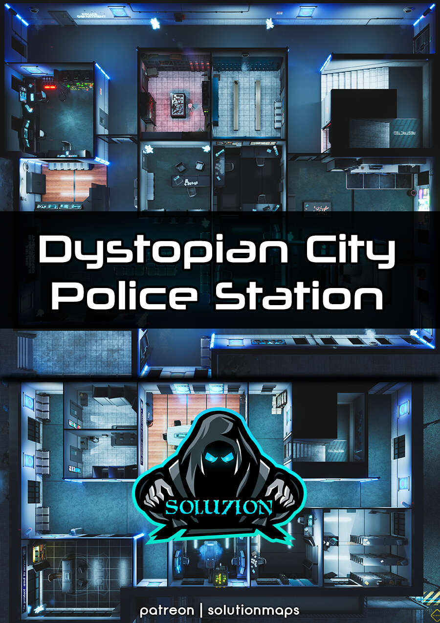 Dystopian City Police Station 1080p - Cyberpunk Animated Battle Map ...