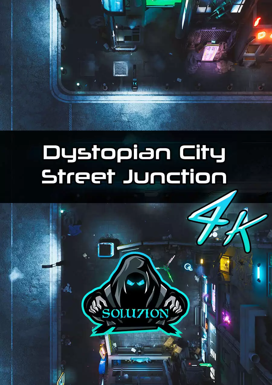 Dystopian City Street Junction 4k - Cyberpunk Animated Battle Map ...