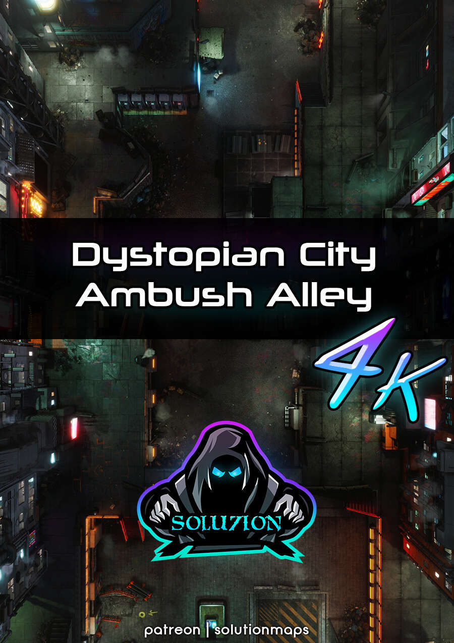 Dystopian City Ambush Alley 4k - Cyberpunk Sci-Fi Animated Battle Token ...