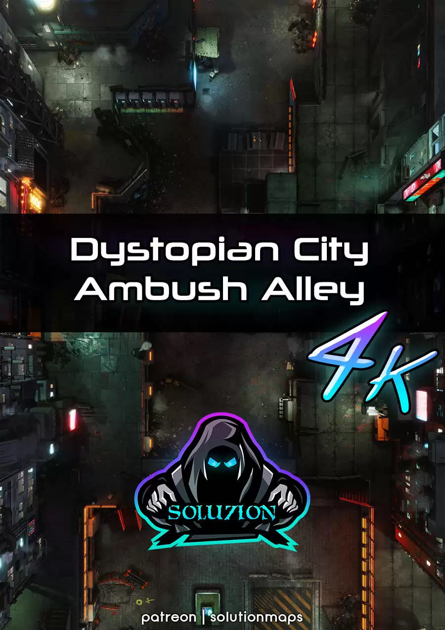 Dystopian City Ambush Alley 4k - Cyberpunk Sci-Fi Animated Battle Token ...