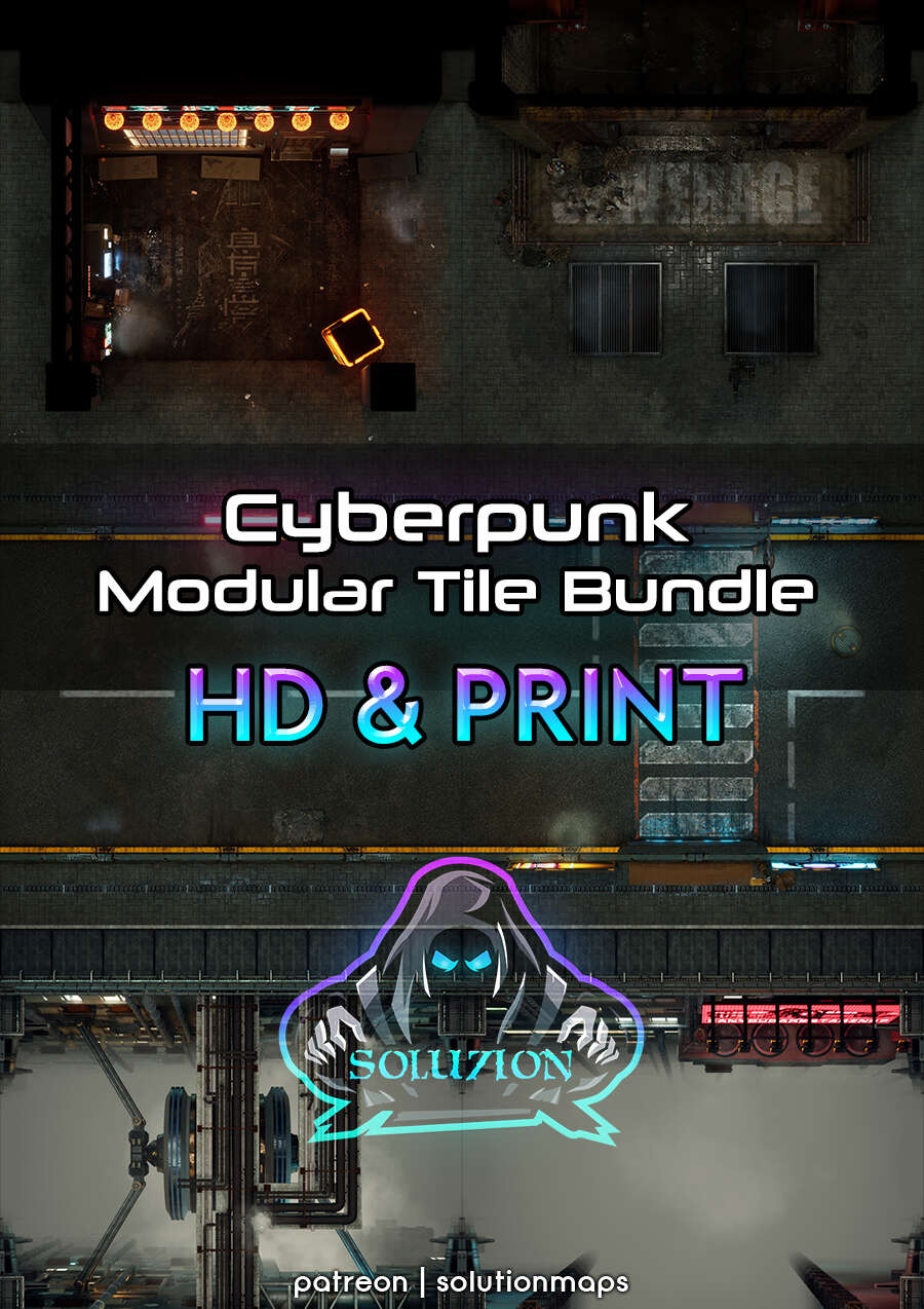 Cyberpunk Modular Tile Pack - HD & Print Edition - Animated Battle Map [BUNDLE] - SolutionMaps ...