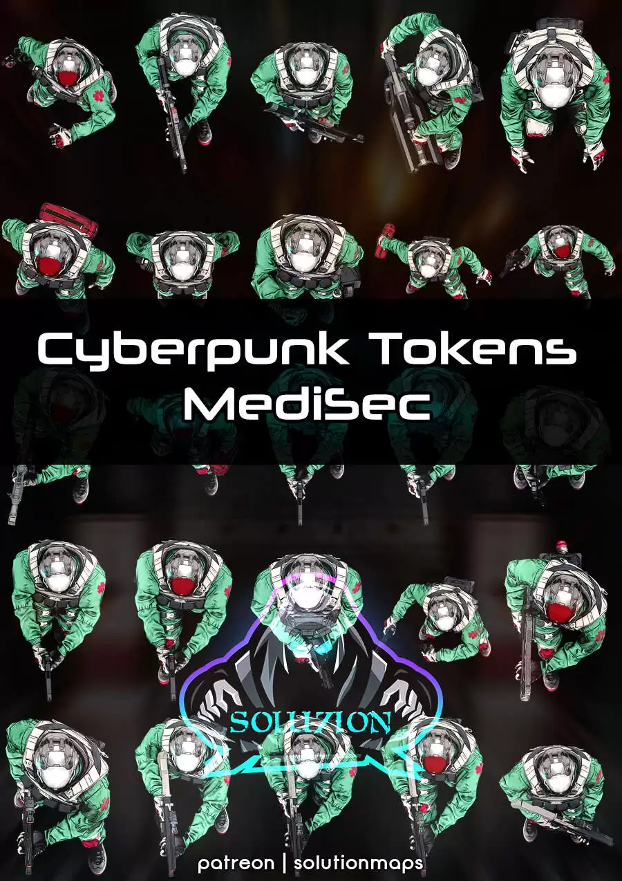 MediSec - Cyberpunk Top-Down Token Pack - SolutionMaps | DriveThruRPG