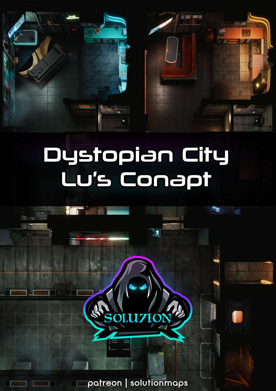 Dystopian City Lu's Conapt - Cyberpunk Sci-Fi Animated Battle Token Map ...