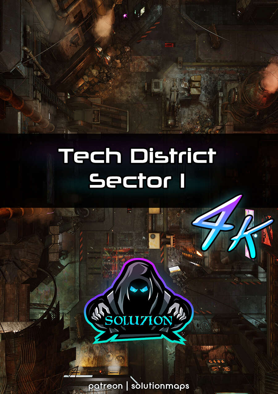 Tech District Sector 1 4k - Cyberpunk Sci-Fi Animated Battle Token Map ...