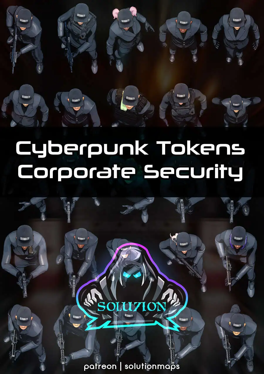 Corporate Security Agents - Cyberpunk Top-Down Token Pack - SolutionMaps | DriveThruRPG