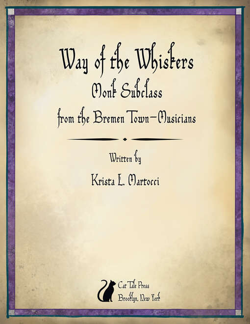 Way of the Whiskers Monk Subclass - Cat Tale Press | Character Building ...