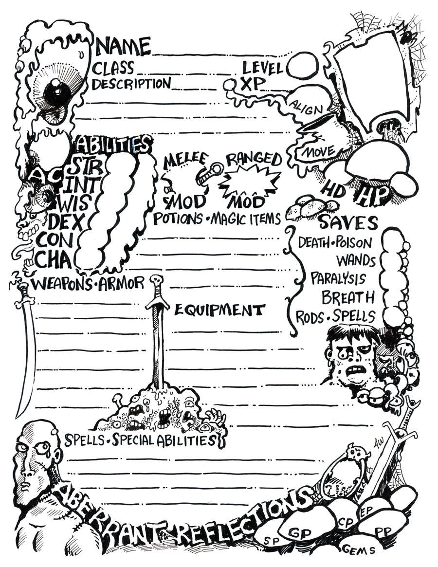 Goopy eyeball OSR Character Sheet - directsun | DriveThruRPG