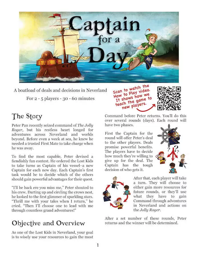 Captain for a Day - Deals and Decisions in Neverland - Mike Petty Games ...