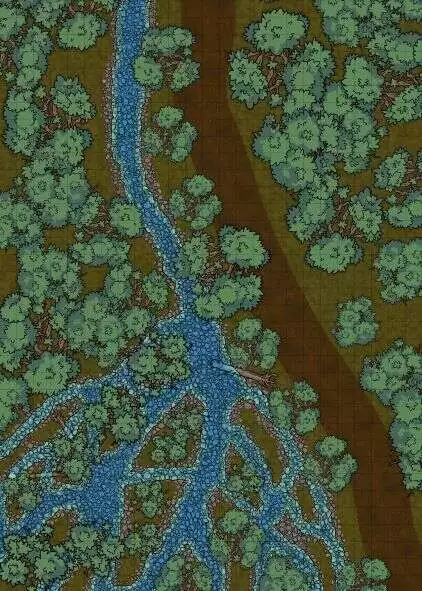 Forest Stream Crossing (25x50) map - Maps ‘N’ Quests | DriveThruRPG