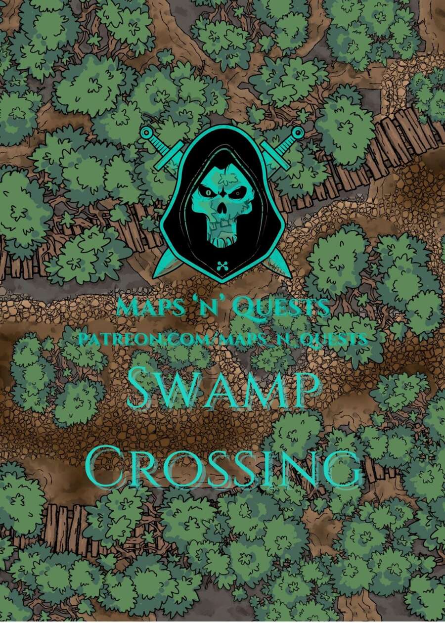 Swamp Crossing - 25x50 Encounter Map - Maps ‘N’ Quests | DriveThruRPG