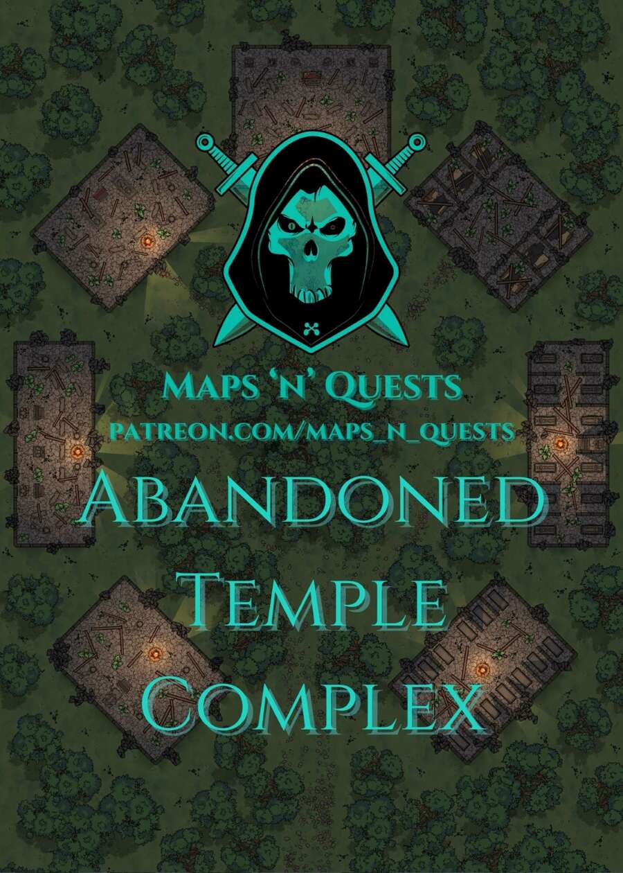 Abandoned Temple Complex - 60x40 Encounter Map - Maps ‘N’ Quests ...