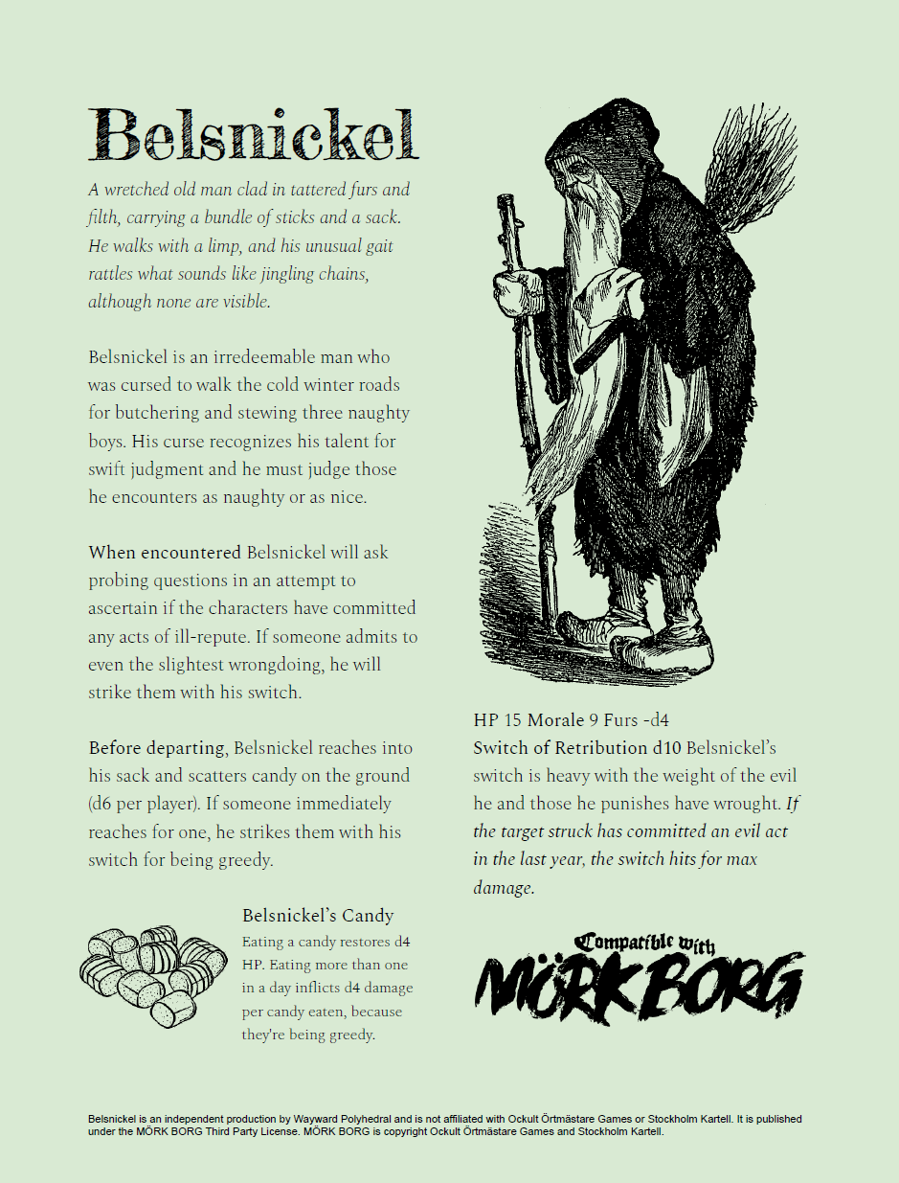 Belsnickel - Mork Borg Holiday Project - Wayward Polyhedral | DriveThruRPG