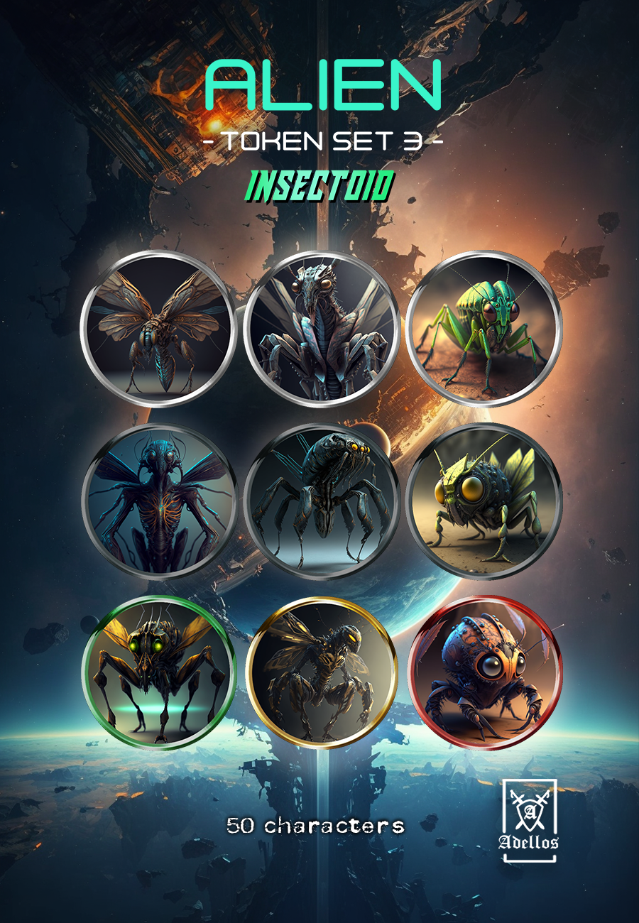 Adellos Alien Token Set 3: Insectoid - Adellos | DriveThruRPG