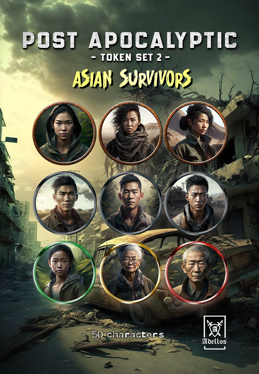 Adellos Post Apocalyptic Token Set 2: Asian Survivors - Adellos | DriveThruRPG