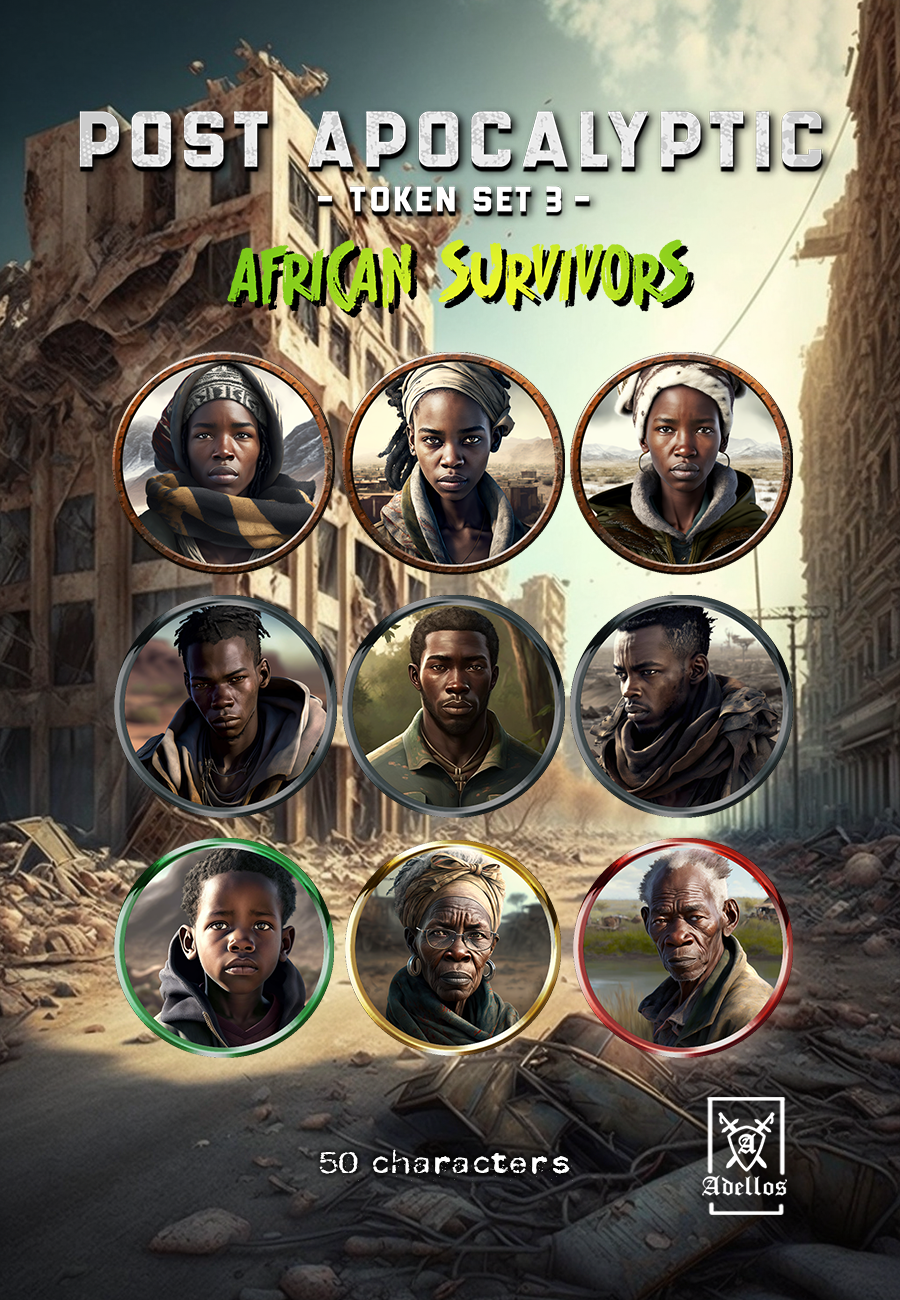 Adellos Post Apocalyptic Token Set 3: African Survivors - Adellos ...