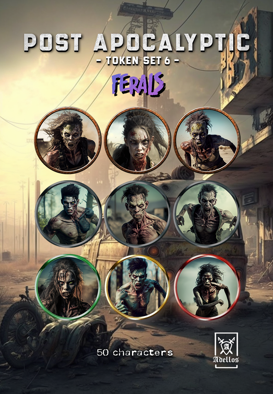 Adellos Post Apocalyptic Token Set 6: Ferals - Adellos | DriveThruRPG