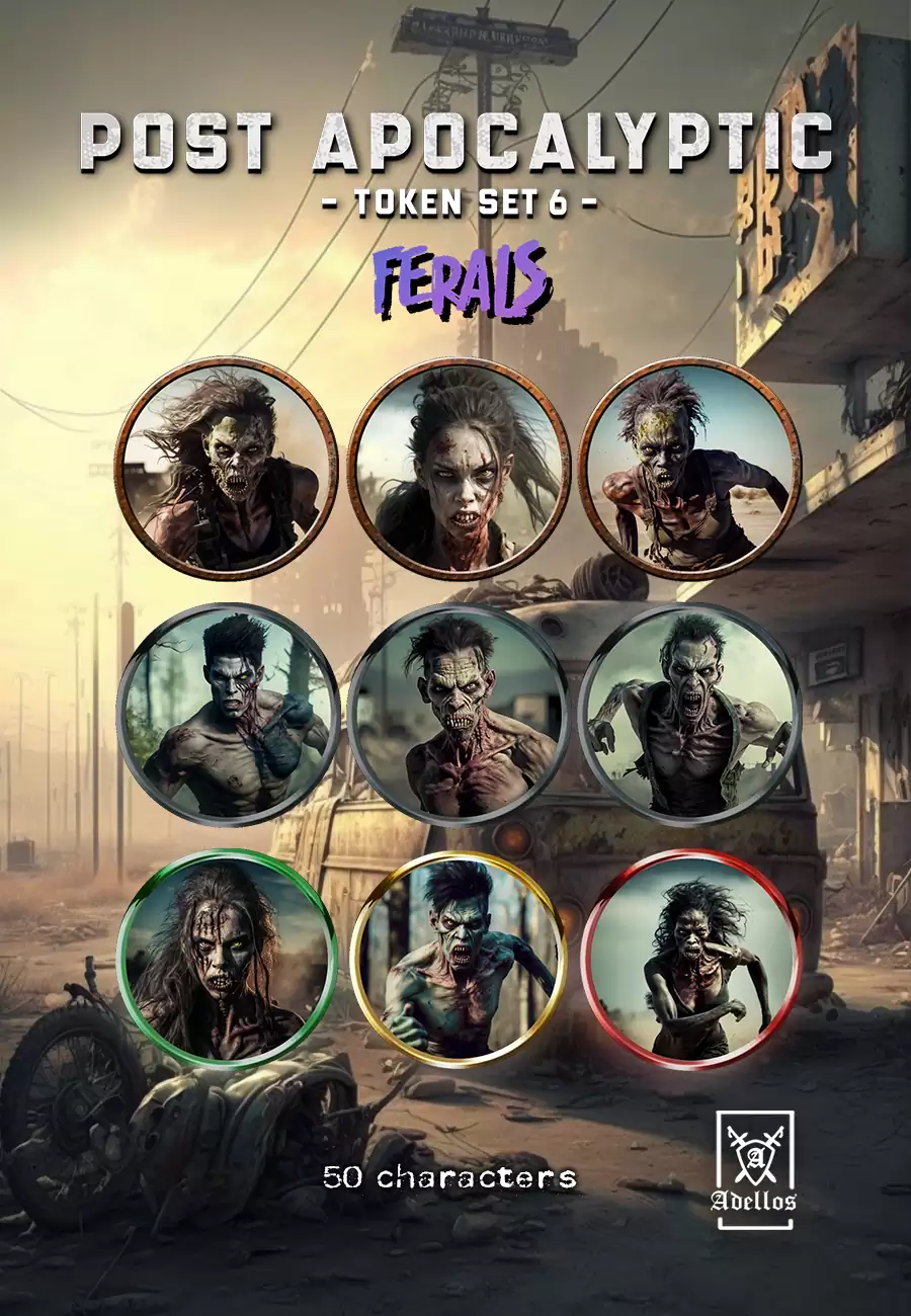 Adellos Post Apocalyptic Token Set 6: Ferals - Adellos | DriveThruRPG