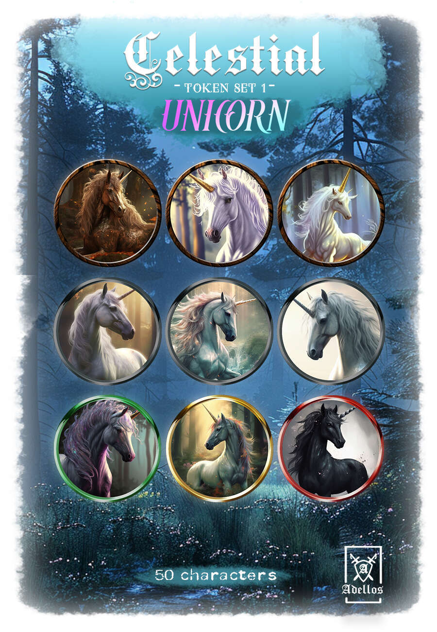 Adellos Celestial Token Set 1: Unicorn - Adellos | DriveThruRPG