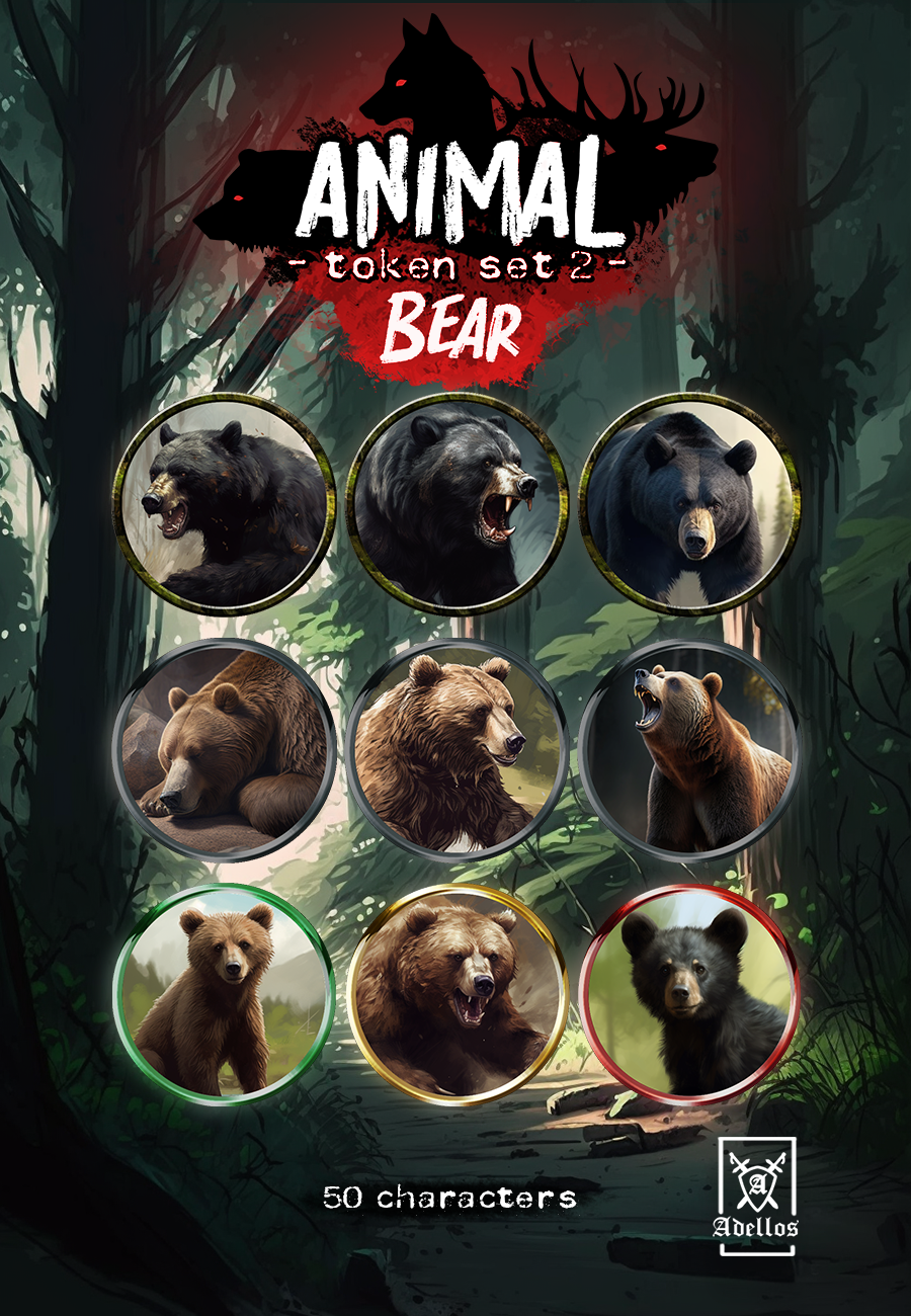 Adellos Animal Token Set 2: Bears - Adellos | DriveThruRPG
