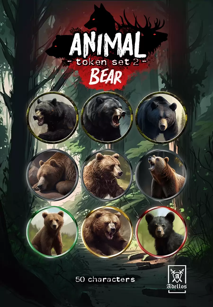Adellos Animal Token Set 2: Bears - Adellos | DriveThruRPG