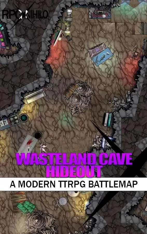 Wasteland Cave Hideout (33x24IN) Modern Battle Map - CT Nihilo ...