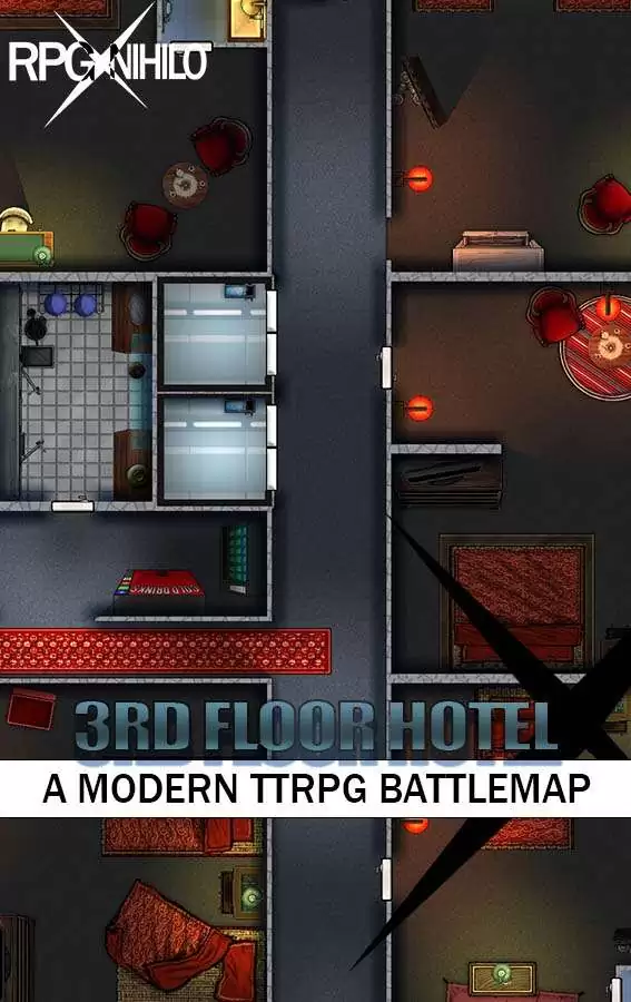 Hotel 3rd Floor (29x25 IN) Modern Battle Map - CT Nihilo | Cyberpunk ...