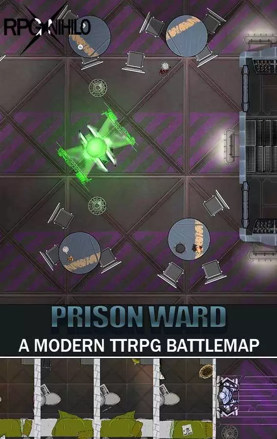 Prison Ward (21x22 IN) Modern Battle Map - CT Nihilo | Cyberpunk Maps ...