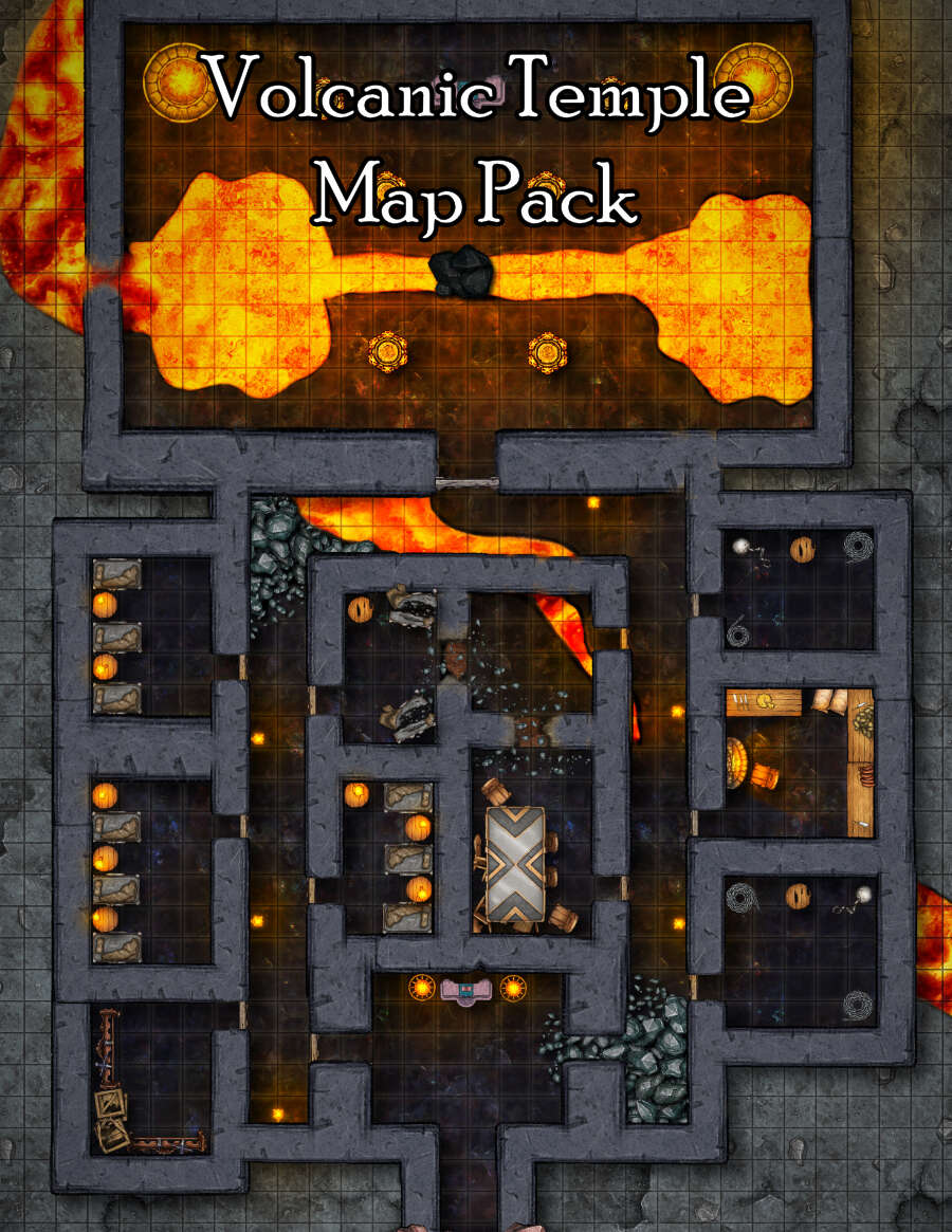 Volcanic Temple Map Pack - Lone Colossus Games | DriveThruRPG