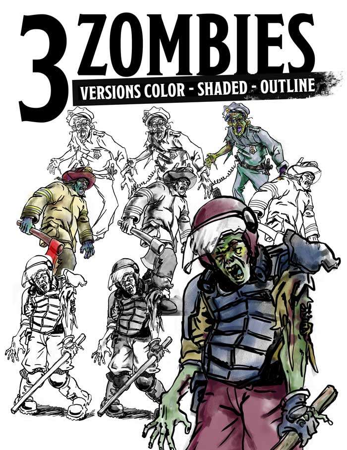 Three Zombies Stock Art - kirilot | DriveThruRPG
