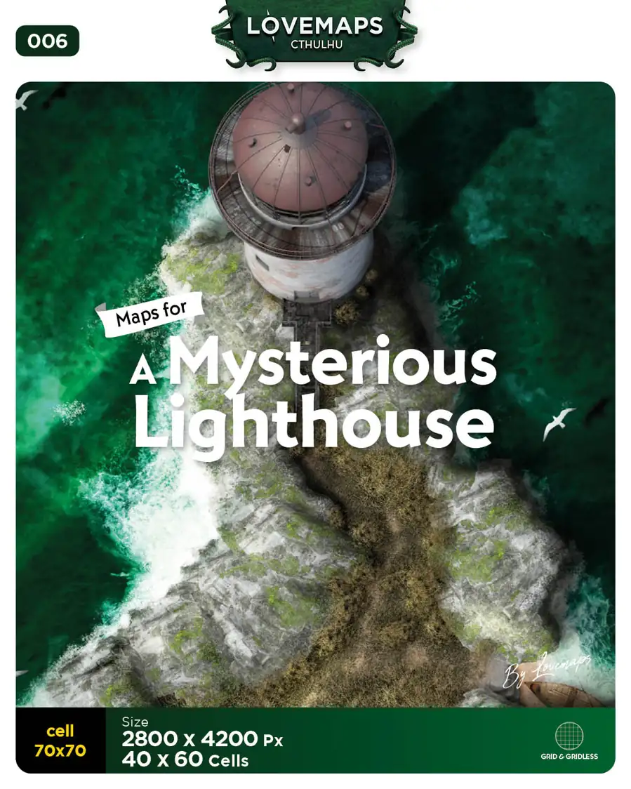 Cthulhu Maps - 006 - A Mysterious Lighthouse - Lovemaps-RPG | DriveThruRPG