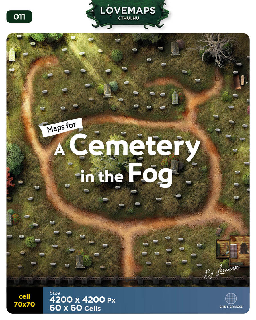 Cthulhu Maps - 011 - A Cemetery in the Fog - Lovemaps-RPG | DriveThruRPG