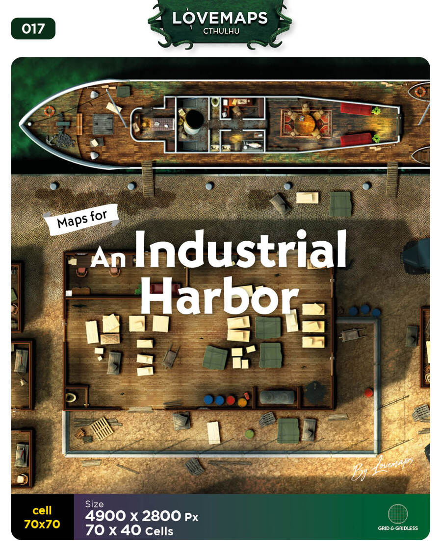 Cthulhu Maps - 017 - An Industrial Harbor - Lovemaps-RPG | DriveThruRPG