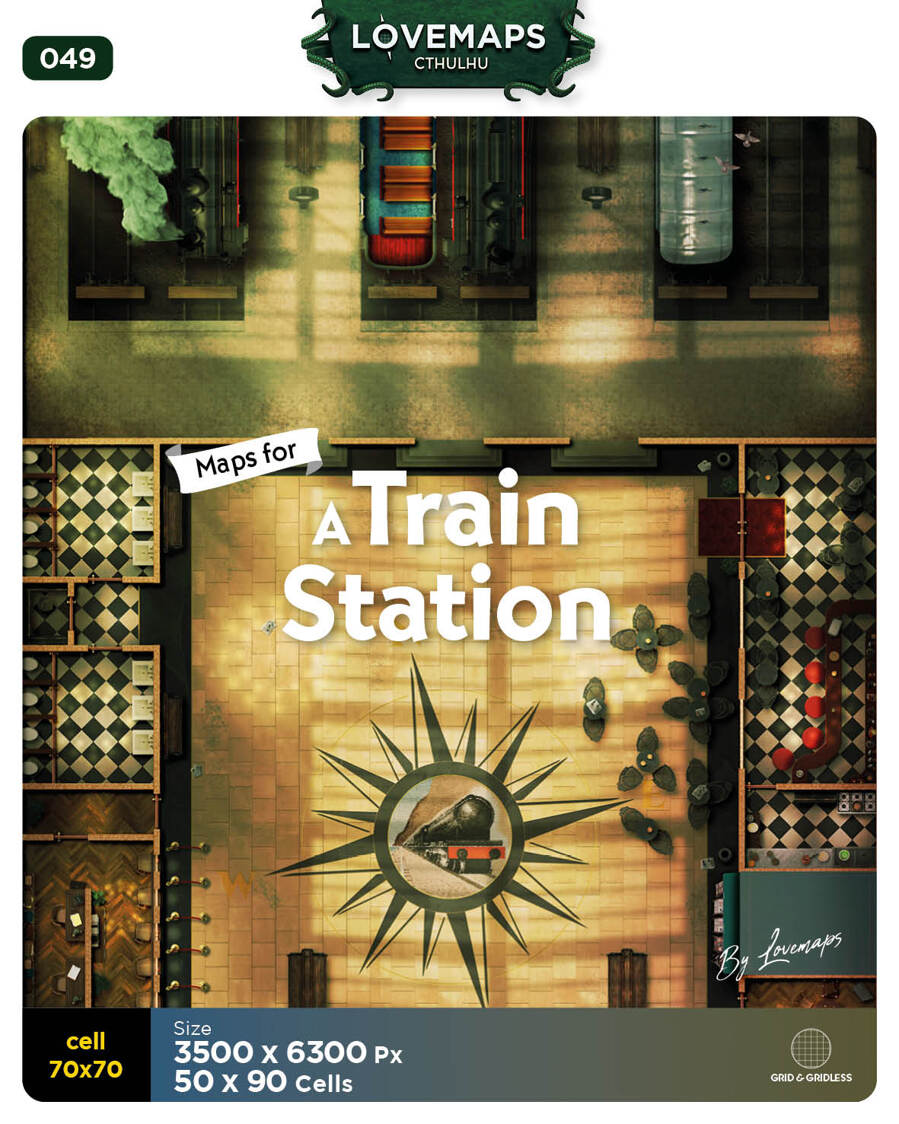 Cthulhu Maps - 049 - A Train Station - Lovemaps-RPG | DriveThruRPG