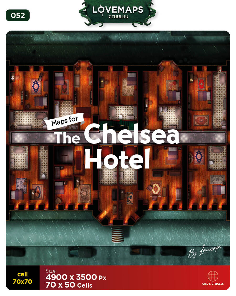Cthulhu Maps - 052 - The Chelsea Hotel - Lovemaps-RPG | DriveThruRPG