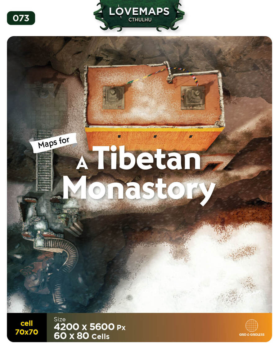 Cthulhu Maps - 073 - A Tibetan Monastery - Lovemaps-RPG | DriveThruRPG