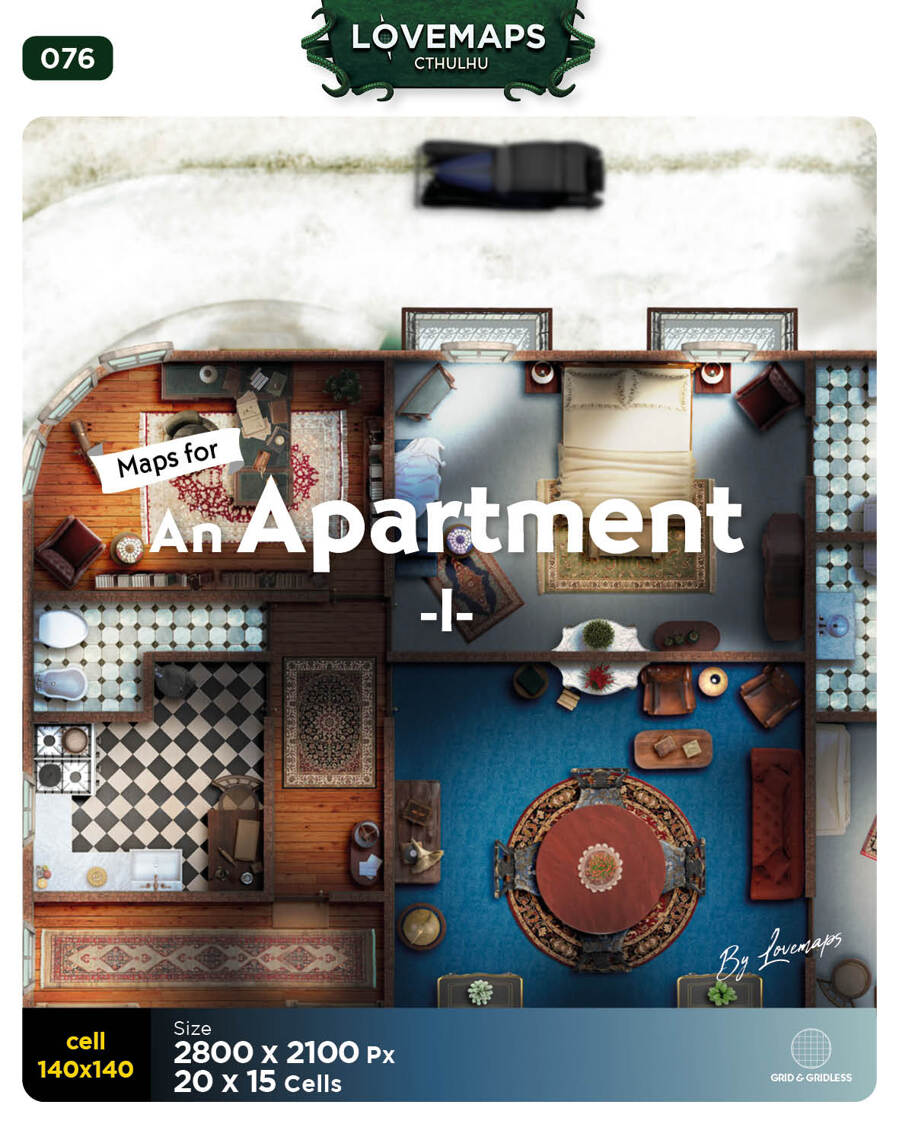 Cthulhu Maps - 076 - An Apartment 1 - Lovemaps-RPG | DriveThruRPG