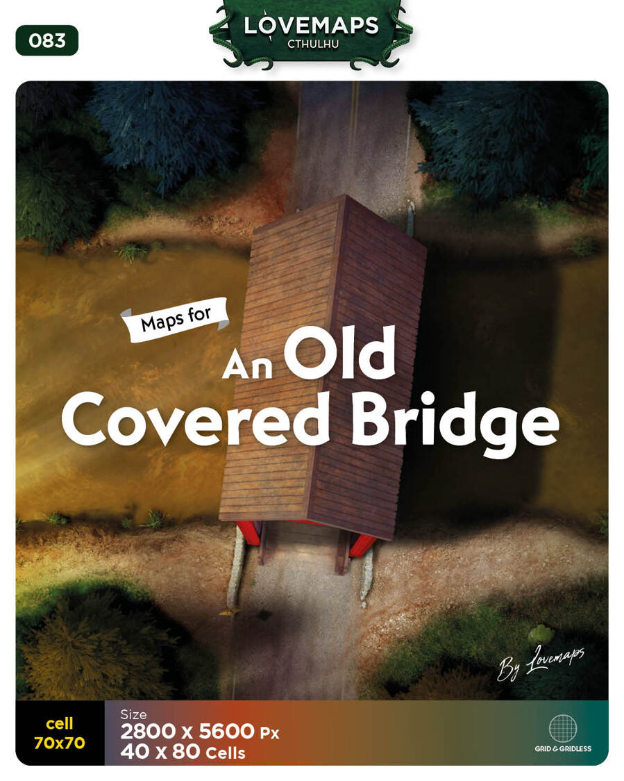 Cthulhu Maps - 083 - An Old Covered Bridge - Lovemaps-RPG | DriveThruRPG