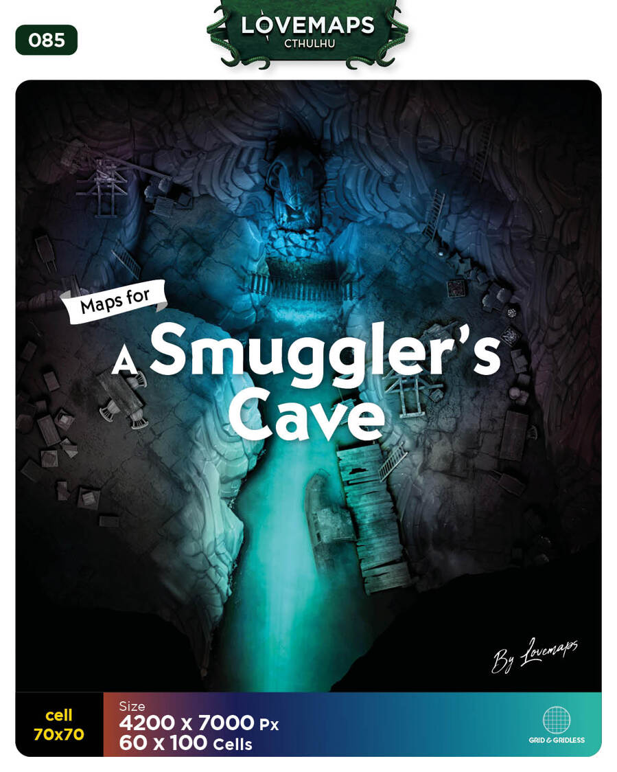 Cthulhu Maps - 085 - A Smuggler's Cave - Lovemaps-RPG | DriveThruRPG