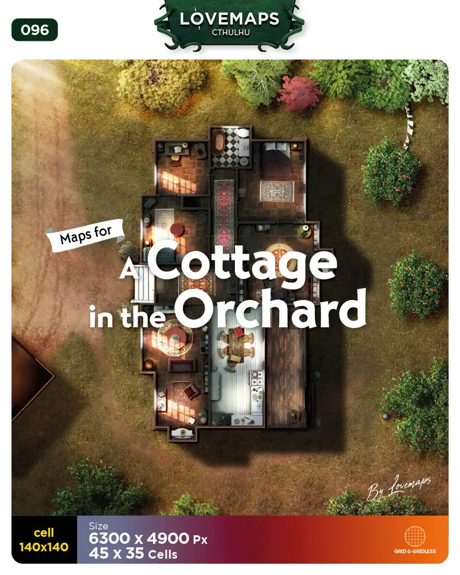 Cthulhu Maps - 096 - A Cottage in the Orchard - Lovemaps-RPG | DriveThruRPG