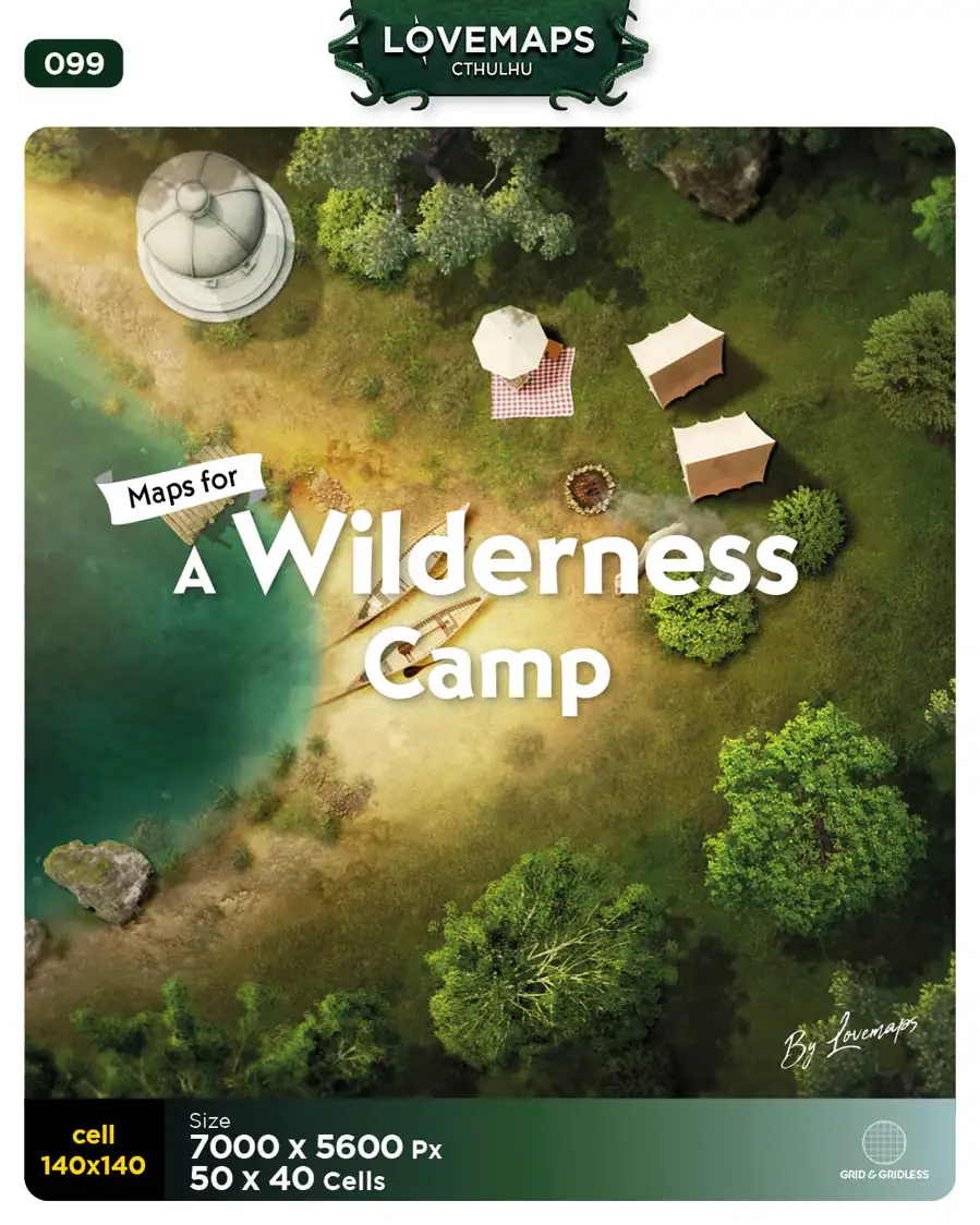 Cthulhu Maps - 099 - A Wilderness Camp - Lovemaps-RPG | DriveThruRPG