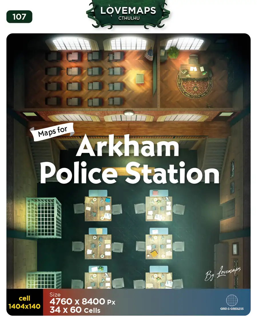 Cthulhu Maps - 107 - Arkham Police Station - Lovemaps-RPG | DriveThruRPG