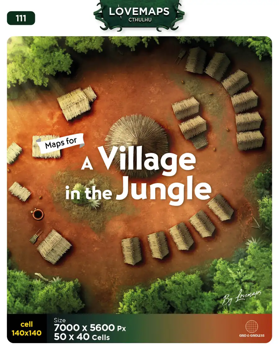 Cthulhu Maps - 111 - A Village in the Jungle - Lovemaps-RPG | DriveThruRPG