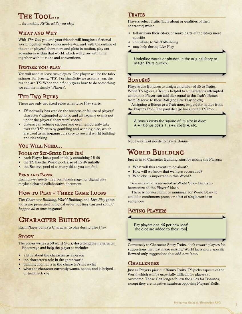 The Tool - Escapades RPG | DriveThruRPG