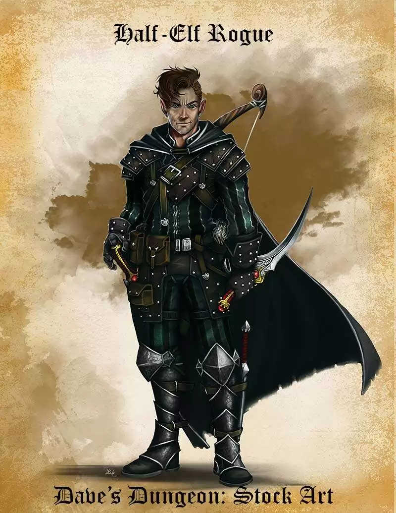 Character Art: Half-Elf Rogue - Dave’s Dungeon | DriveThruRPG