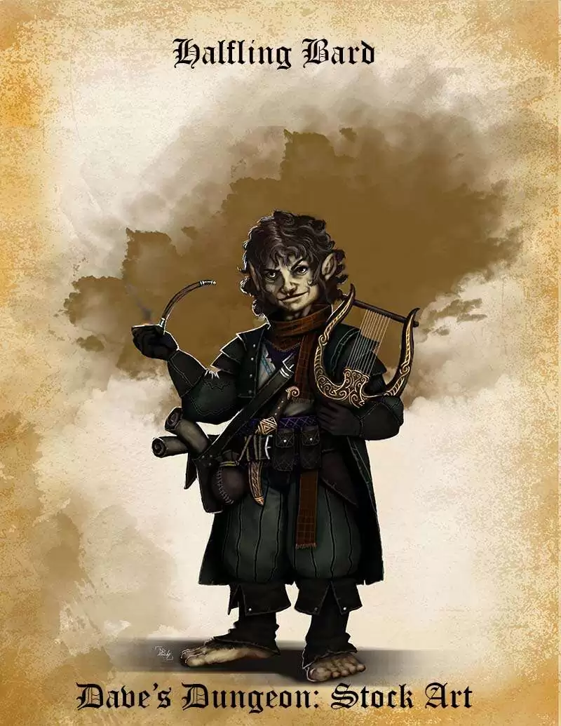 Character Art: Halfling Bard - Dave’s Dungeon | DriveThruRPG