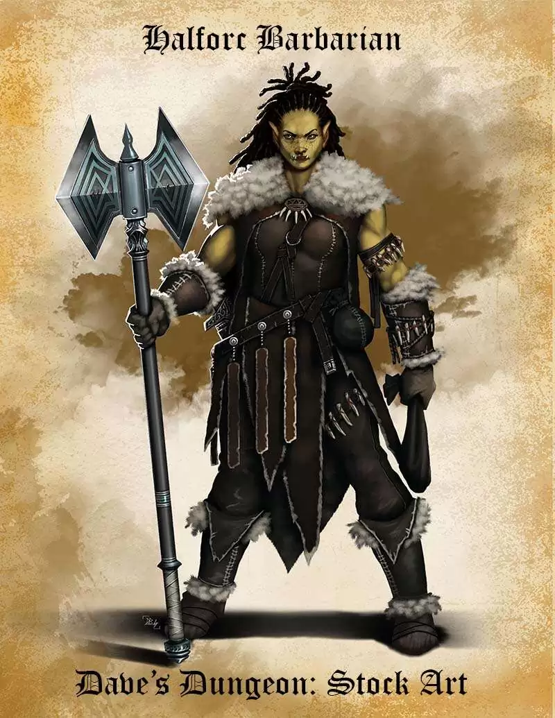 Character Art: Half-Orc Barbarian - Dave’s Dungeon | DriveThruRPG